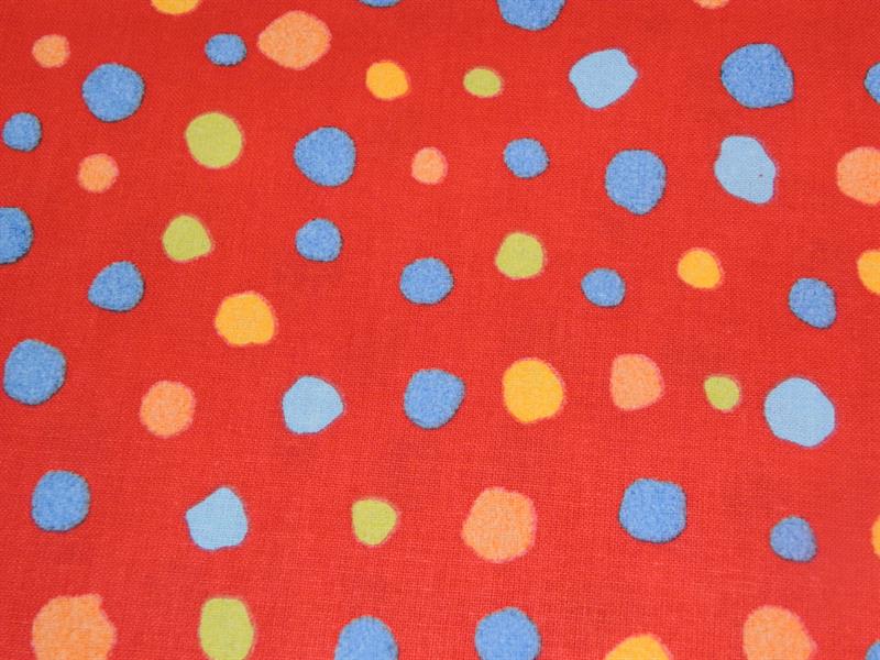 Stof i metermål - Rød med store stjerner - (stofbredde 140 cm.)